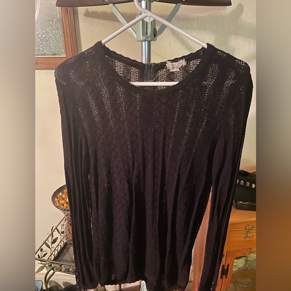 Tops | Vintage Black Lace Styled Zip Up Top | Poshmark